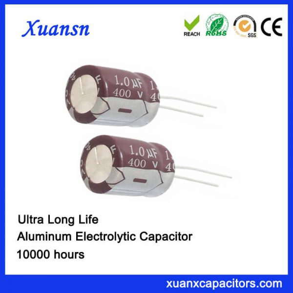10000 Hours Radial 1UF 400V Capacitor Electrolytic manufacturer