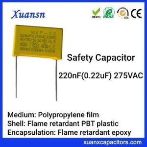 220nF Capacitor X2 safety 275VAC 0.22uf Polypropylene film - Xuansn ...